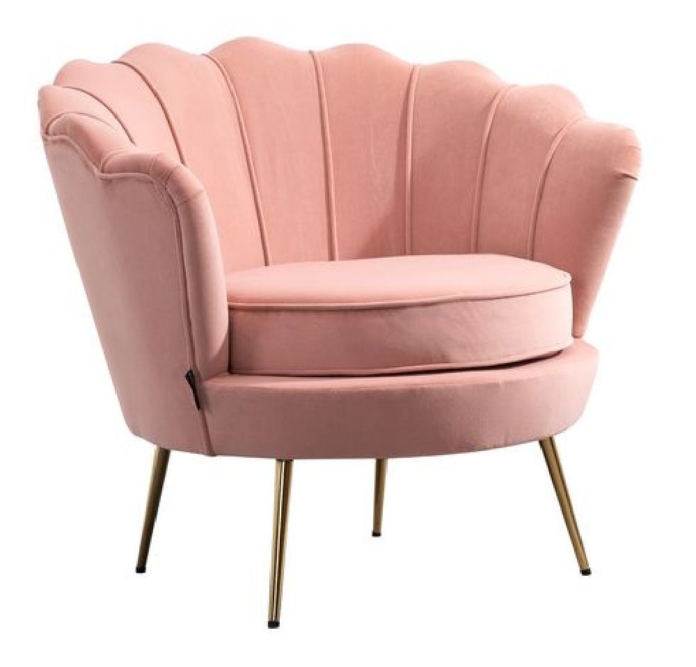 Ariel Coral Velvet Fabric Armchair with Gold Legs - CFS UK