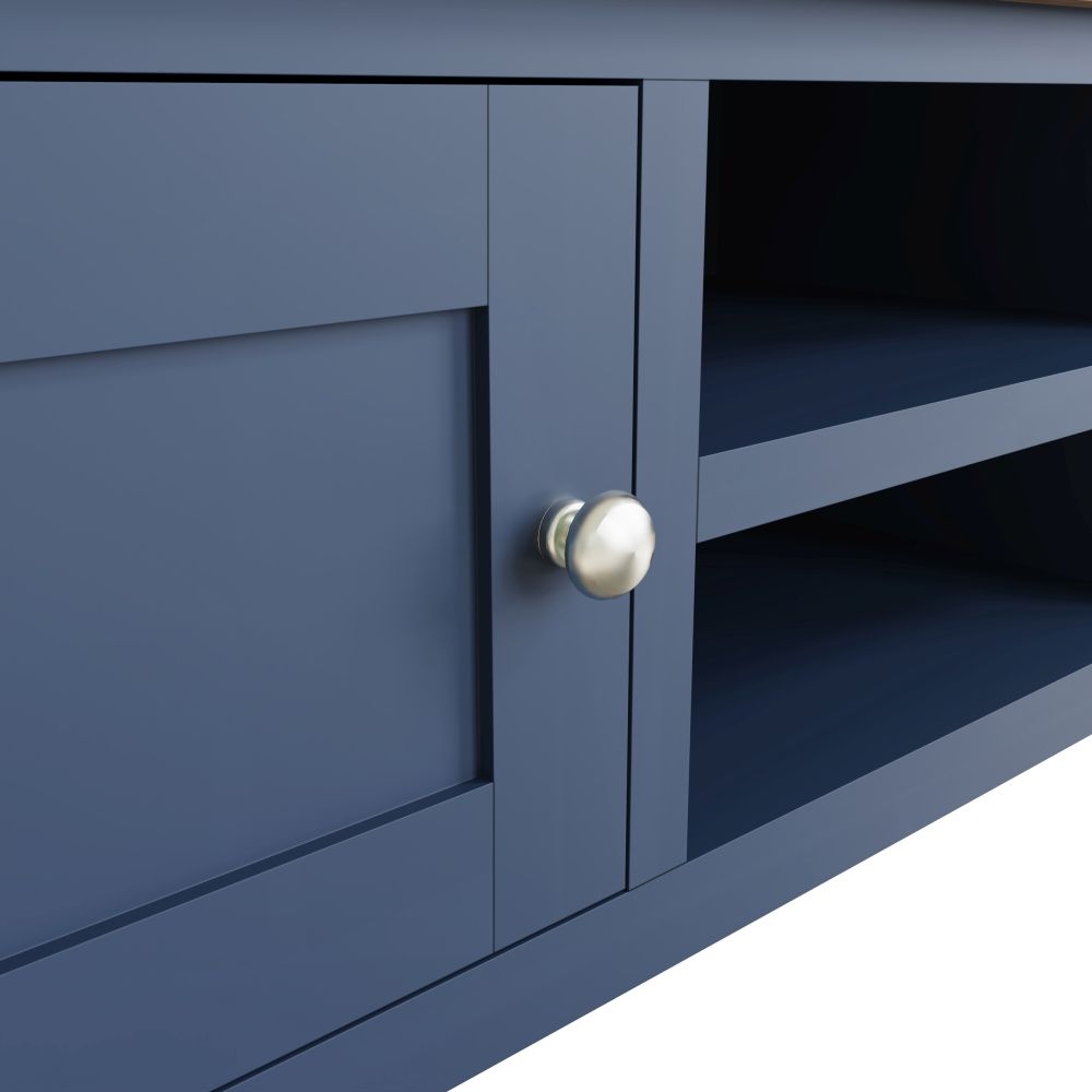 Portland Oak and Blue Painted Large TV Unit - CFS Furniture UK