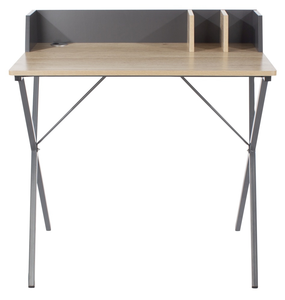 Buy Lyon Oak Study Desk with X Metal Legs The Furnshop