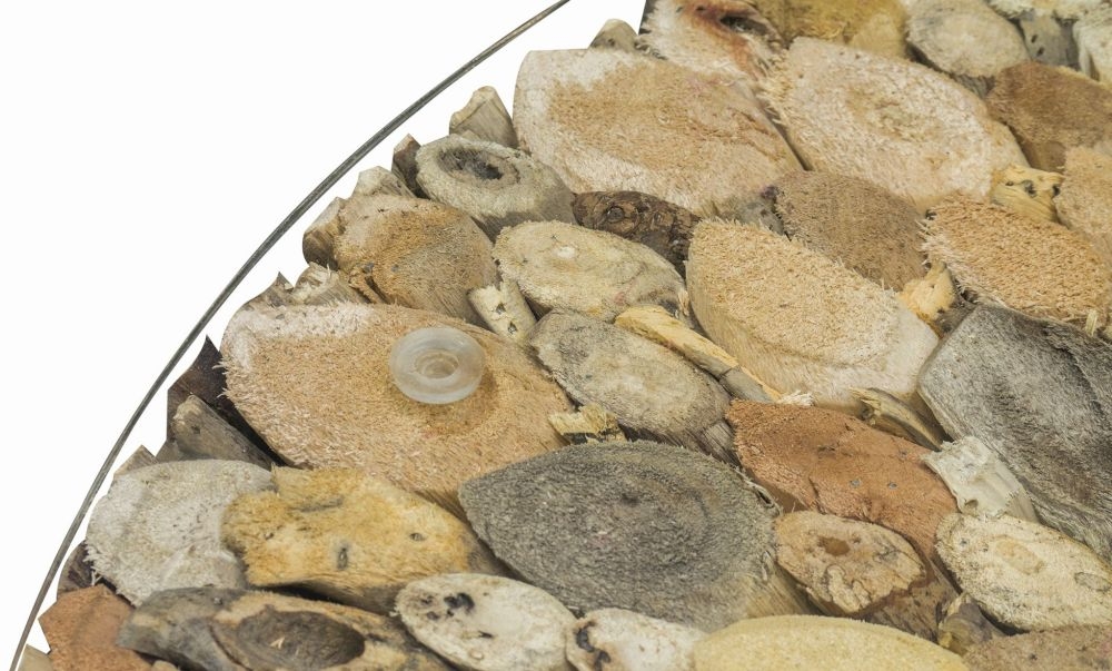 Driftwood and Glass Top Round Coffee Table - CFS UK