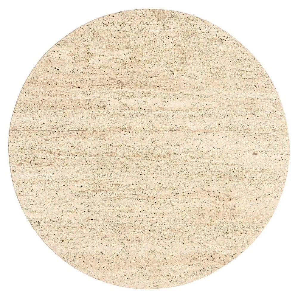 Hampton Travertine Marble and Black Fluted Ribbed Round Side Table - CFS UK