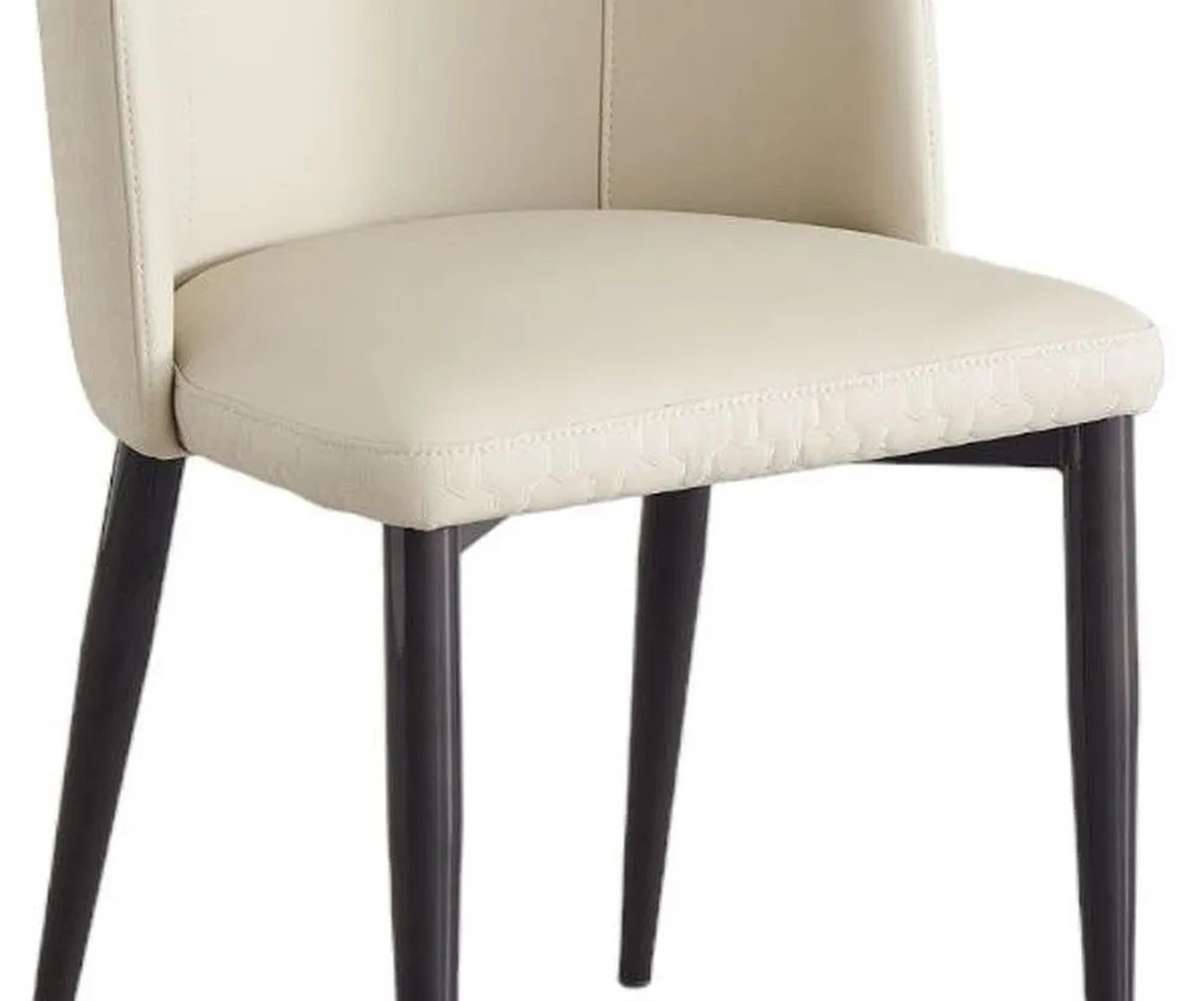 Deco Cream Leather Dining Chair with Black Legs - CFS UK