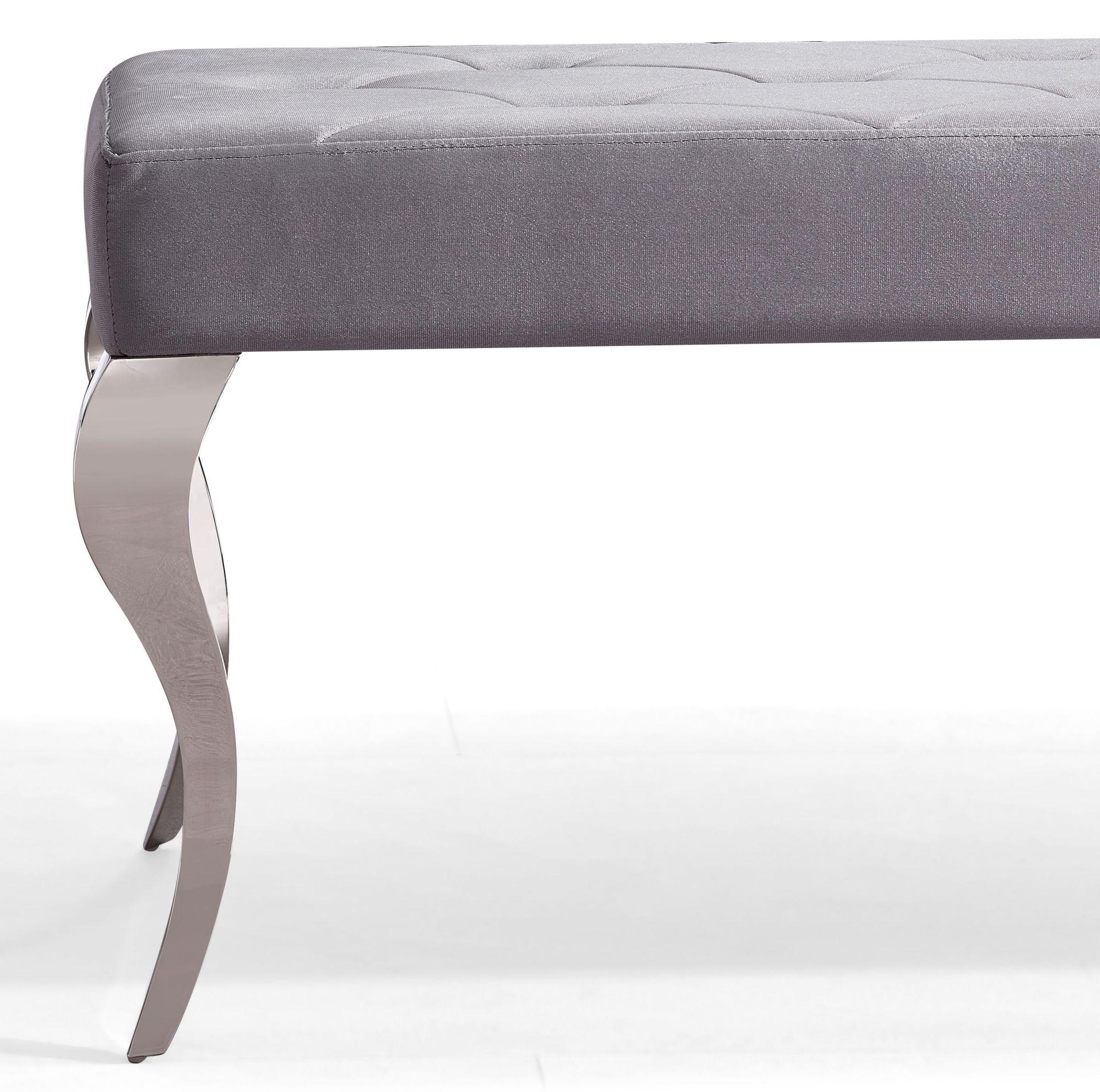 Louis Grey Velvet Fabric 170cm Dining Bench - CFS UK