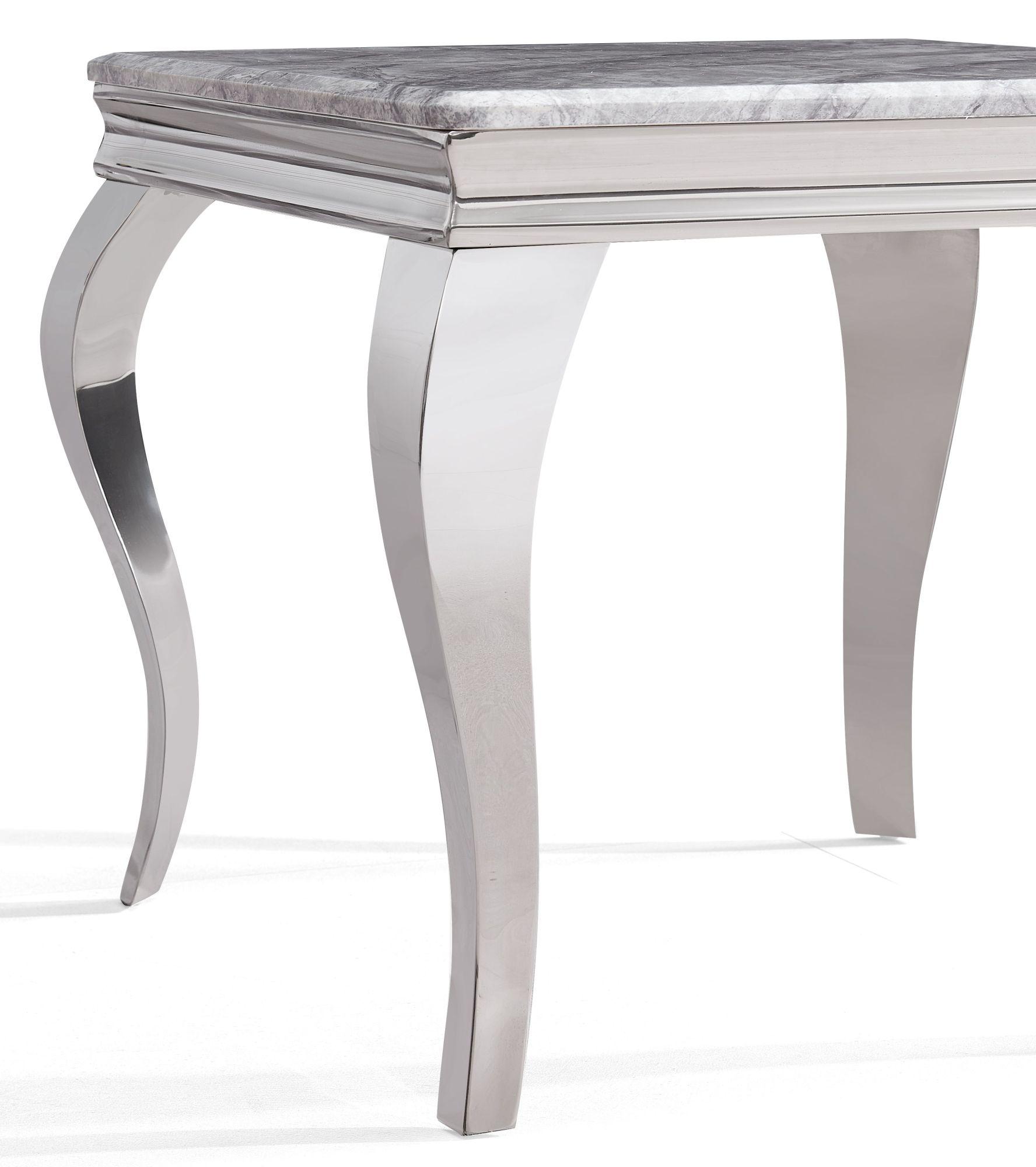 Louis Grey Marble and Chrome Square Side Table - CFS UK