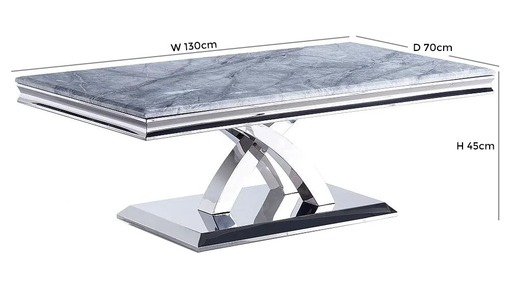 Lisbon Grey Marble and Chrome Coffee Table - CFS UK